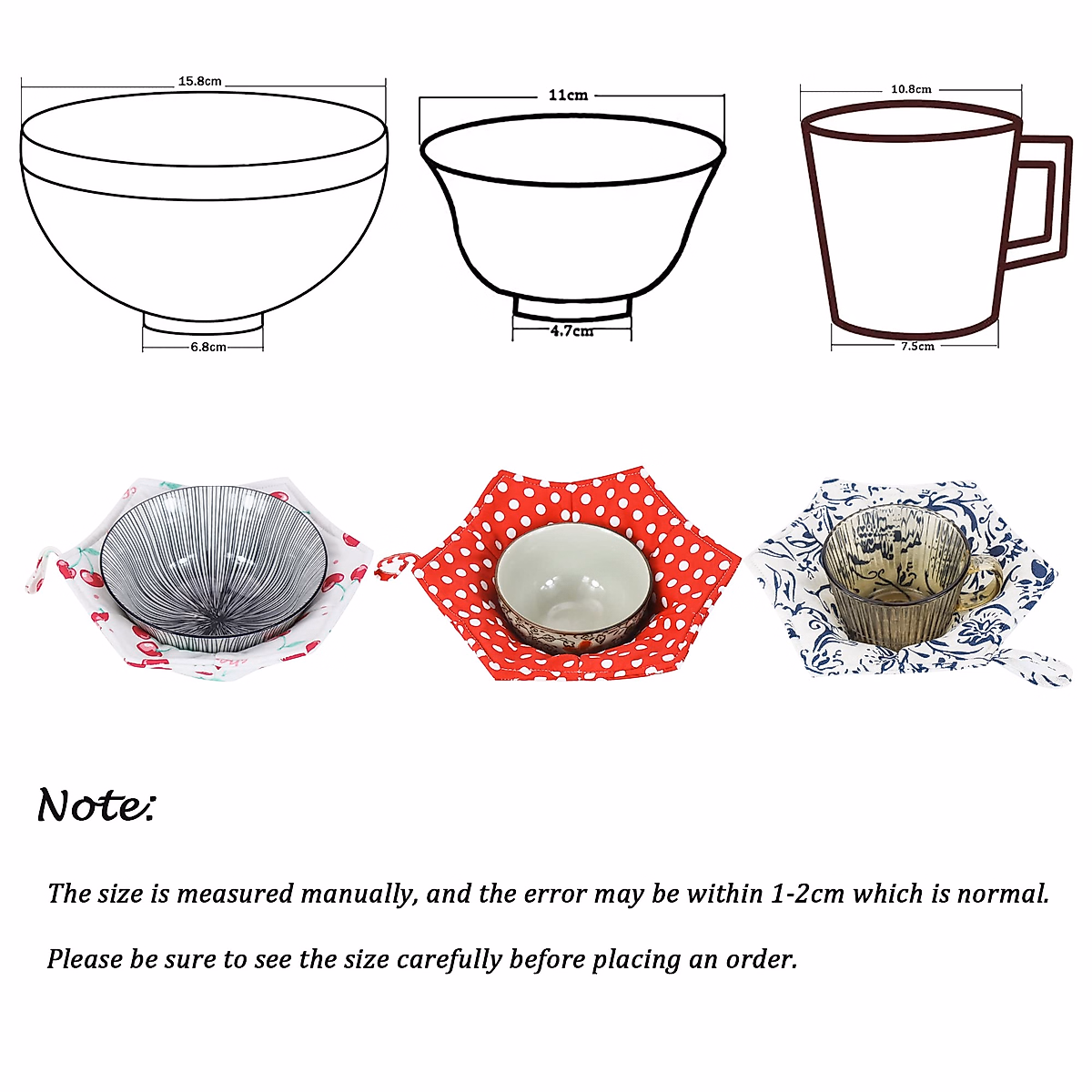 MHTTEC Bowl Holder for Hot Food Large Bottom Bowl Huggers Microwave Safe Holders Soft Soup Bowl Holder Cozy for Kitchen