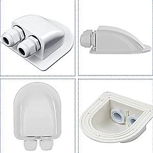 ILSSLI Solar Cable Entry Gland, Waterproof Solar Double Cable Connector Cover Solar Photovoltaic Plastic Bracket Curved ABS Dual Cable Entry Housing for Solar Panels of RV, Caravan Boat