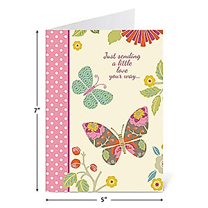 Butterfly Cheer Thinking of You Greeting Cards - Set of 8 (4 designs), Large 5" x 7", Thinking of You Cards with Sentiments Inside, Envelopes Included