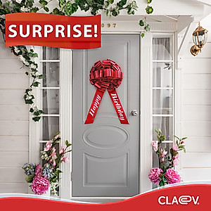 Claev Happy Birthday Big Car Bow (Metallic Red, Round, 18 inch), Shiny Bow for Giant Gifts, All-Weather Christmas Decoration