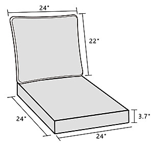 INFBLUE Deep Seat Cushion Set 24 x 24 inches Outdoor Patio Seat and Back Cushion Chair Cushions for Outdoor Furniture Water Repellent Set (2 Sets)