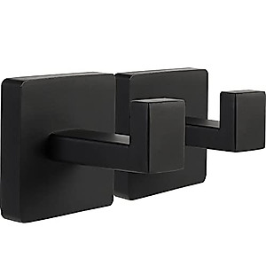 Bath Towel Hooks , 2Pcs SUS 304 Stainless Steel Robe Hooks, Heavy Duty Wall Hooks for Bathroom & Kitchen, Coat Hook Closet Door for Bathroom Bedroom Hotel Kitchen Garage Pool (Black Matte)