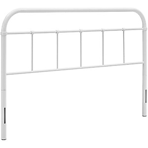 Modway Serena Rustic Farmhouse Style Steel Metal White Headboard Size, Queen