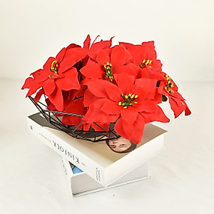 WISTART 30Pcs Christmas Artificial Poinsettia Flowers