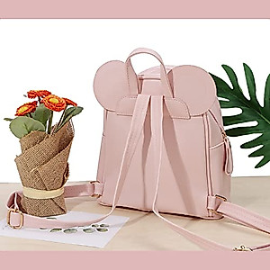 Oweisong Fashion Cute Cartoon Backpacks Purse for Girls Sequin Bow Mouse Ears School Bag Daypack for Teens Pink