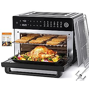 Aeitto 30L Large Air Fryer Toaster Oven Combo,with Rotisserie and Dehydrator, 19-In-1 Digital Convection Oven Countertop Airfryer, Fit 13" Pizza, 9pcs Toast, 6 Accessories, 1800w, Black