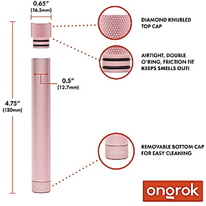ONGROK Premium Storage Tube | Airtight Aircraft Grade Aluminum Metal, Pocket-Sized Opaque Holder (Rose Gold)