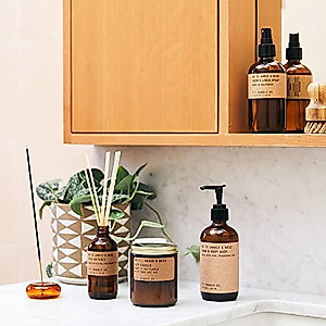 P.F. Candle Co. Amber & Moss Classic Standard Scented Soy Wax Candle (7.2 oz) 40-50 Hour Burn Time, Cotton Wick, Amber Glass Jar