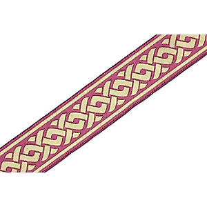 11 Yards Spool 1.37" Pink & Gold Celtic Knot Jacquard Ribbon Sewing Trim Upholstery Fabric Costume Embellishment Woven Trimming 35069