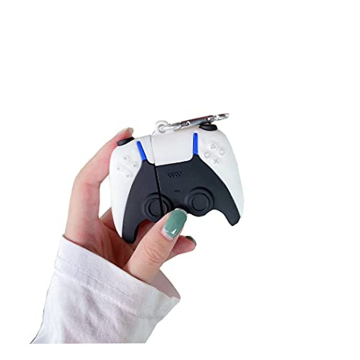 Ponnky Airpods 1st / 2nd Case Protective Shockproof Case Cover with Keychain for Boys Girls,3D Game Controller Cute Design Unique Stylish Accessories Silicone Cover(White Black)