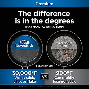 Ninja C62200 Foodi NeverStick Stainless 10.25-Inch & 12-Inch Fry Pan Set, Polished Stainless-Steel Exterior & C30020 Foodi NeverStick Premium 8-Inch Fry Pan, Hard-Anodized, Nonstick