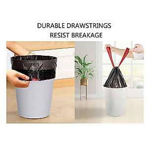 Feisco 1.6 Gallon Black Trash Bag,6L Drawstring Garbage Bag Trash Can Liner,120 Counts,0.51 Mil