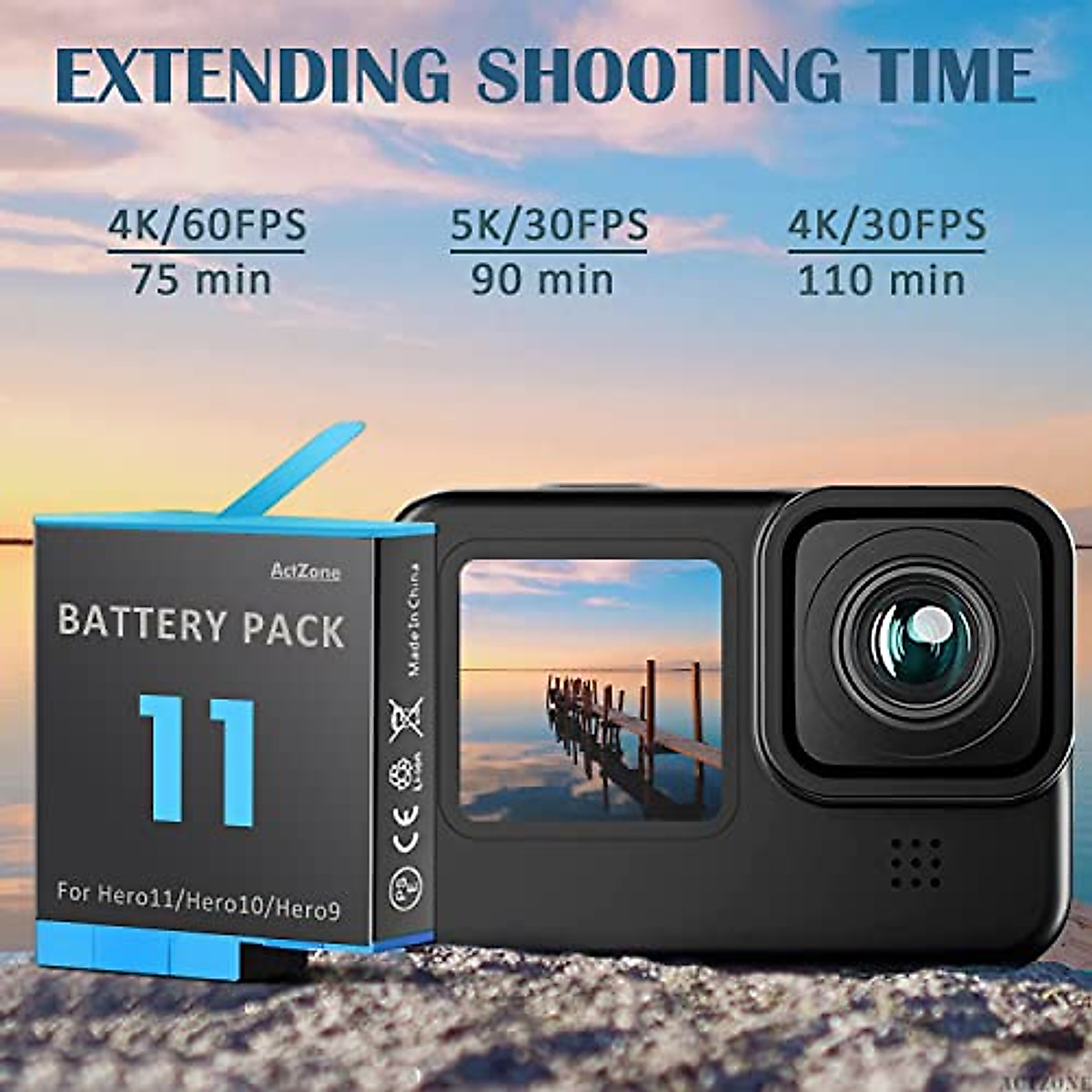 3Pack Hero 11 Batteries for GoPro Hero 11, GoPro Hero 10, GoPro Hero 9 Camera, 3-in-1 Battery Charger for GoPro 11 GoPro 10 GoPro 9 Black Camera ADDBD-001