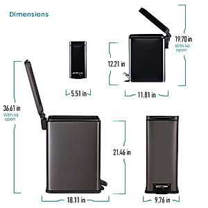 Home Zone Living 8 Gallon and 1.3 Gallon Kitchen Trash Can Value Bundle Set, Stainless Steel Wastebasket with Lid and Slim Design