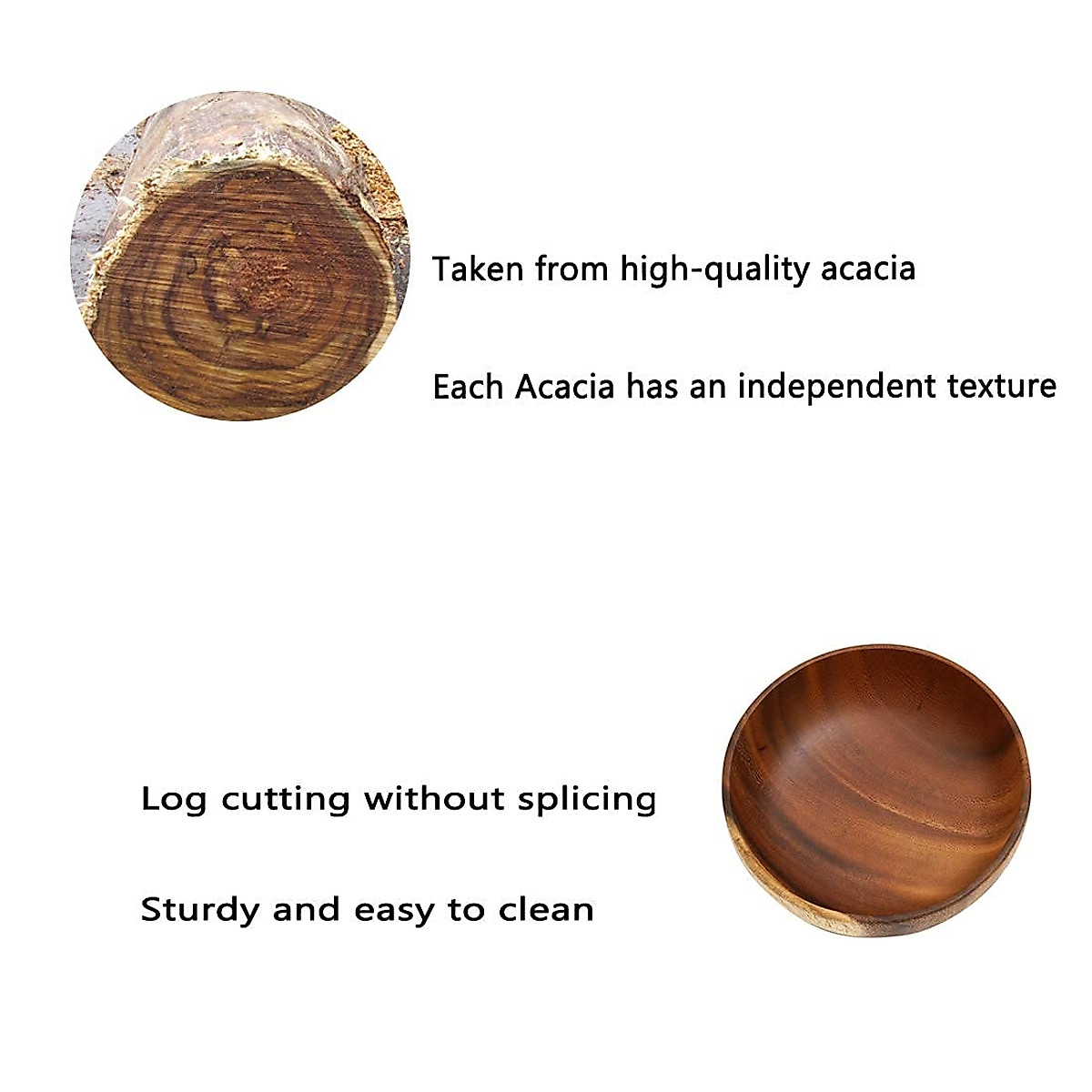 Acacia Wooden Salad Bowls 9.5 inches , Fruit Salad Vegetables Bowls, Wooden Serving Bowl (Single Bowl)
