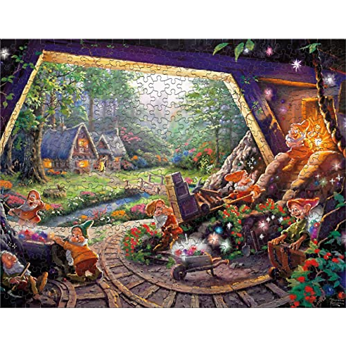 Ceaco - 4 in 1 Multipack - Thomas Kinkade - Disney Dreams Collection - Sleeping Beauty, Mickey & Minnie Mouse, Snow White & Seven Dwarfs, and Cinderella - (4) 500 Pieces Jigsaw Puzzles