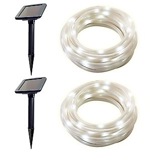 Ntsevsun Solar Rope Lights Outdoor, Waterproof 50 LED Solar String Light, Decoration Light for Outdoor,Garden,Gate,Patio,Yard,Lawn,Home,Wedding,Christmas Party (White) Pack of 2