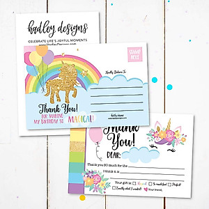 25 Unicorn Neon Rainbow Fill In The Blank Thank You Cards, Magic Star Faux Glitter Themed Bday Party Notes, Slumber Party Girls Adult or Children Birthday, Sparkling Supplies Cloud Sparkle Glow