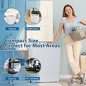 ZenStyle Compact Mini Twin Tub Top Load Washing Machine w/Washer Spinner, Built-In Gravity Pump, 13lbs Capacity, 5.74 FT Power Cord Included