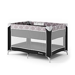 Foundations Sleep 'N Store Baby Pack and Play Yard - Portable Yard with Removable Infant Bassinet - Easy to Store Foldable Travel Play Pen - Includes Storage Bag & Foam Mattress - Mod Plaid Gray