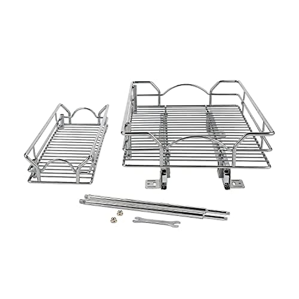 OCG 2 Tier Under Sink Pull Out Organizer (11" W x 21" D x 15.8" H), Under Sink Organizers and Storage for Kitchen Bathroom Cabinet, Chrome Finish