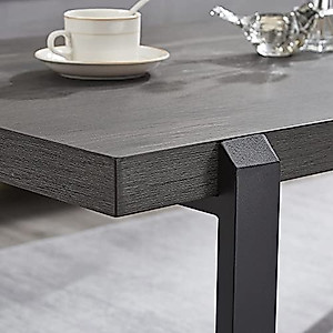 EXCEFUR Coffee Table, Rustic Wood and Metal Center Table, Modern Cocktail Table for Living Room, Grey
