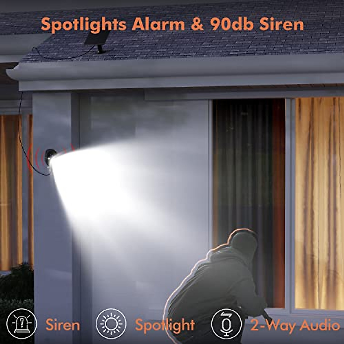 Dzees 【Upgrade Solar Camera Security Outdoor Wireless, Wireless Outdoor Security Cameras with Solar Panel, 1080P Color Night Vision, Spotlight/Alarm, AI Detection, 2-Way Talk, IP66 Waterproof