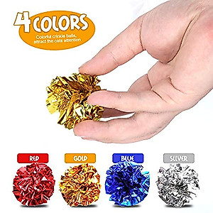 YGDZ Crinkle Cat Balls Toys, 20 Pack Original Mylar Cat Crinkle Balls Glitter Indoor Cat Kitten Toys, Interesting Crinkly Sounds