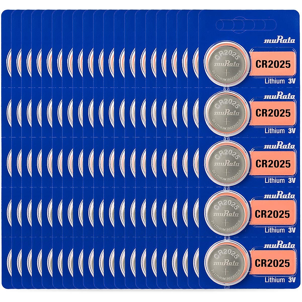 Murata CR2025 Battery DL2025 ECR2025 3V Lithium Coin Cell (100 Batteries)