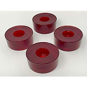 Crate and Barrel Taper Holder Red Glass - Set of 4