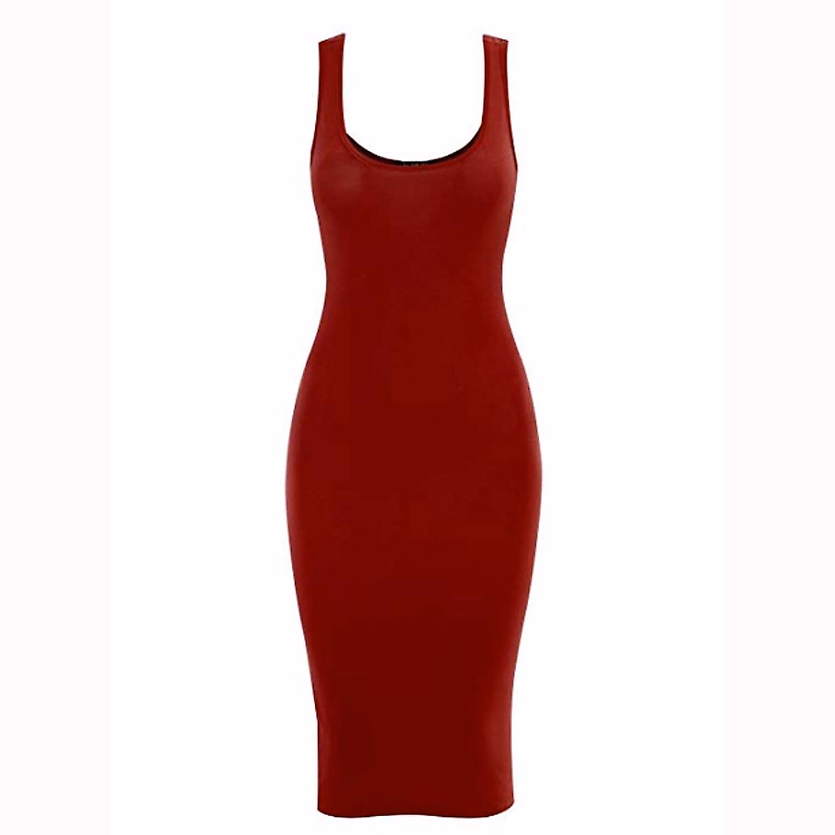 Padaleks Women's Summer Sexy Basic Sleeveless Tank Top Bodycon Dress Party Club Mini Dresses Knee Length