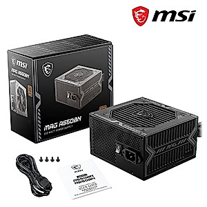 MSI MAG A550BN Gaming Power Supplyr - 80 Plus Bronze Certified 550W - Compact Size - ATX PSU
