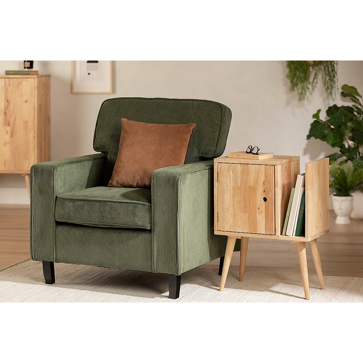 South Shore Kodali Solid End Table with Storage, Natural Wood