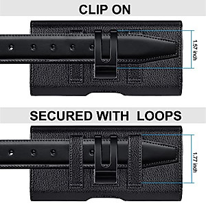 ykooe Premium PU Leather Holster for iPhone 13 Pro 13 12 12 11 XR, Max, with Card Slot Holder Cell Phone Belt Clip Case Samsung Galaxy S22 S21 S20 A32 A13 (Fits Phone with Otter Box Case on), Black