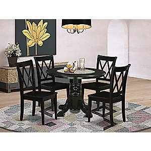 East West Furniture SHCL5-BLK-W Dining Table Set, 5-Piece