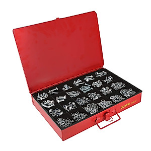 Olympia Tools 90-806 4-Drawer Hardware Organizer includes 2500-pieces Small Hardware, black/red