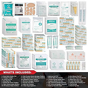 General Medi 160 Piece First Aid Kit Bag Refill Kit - Includes Eyewash, Instant Cold Pack, Bandages,Emergency Blanket, Moleskin Pad, Gauze - Extra Replacement Medical Supplies for First Aid