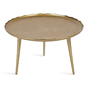 Kate and Laurel Alessia Modern Coffee Table, 25 x 25 x 15, Gold, Metal Coffee Table with Antique Detailing for Storage and Display