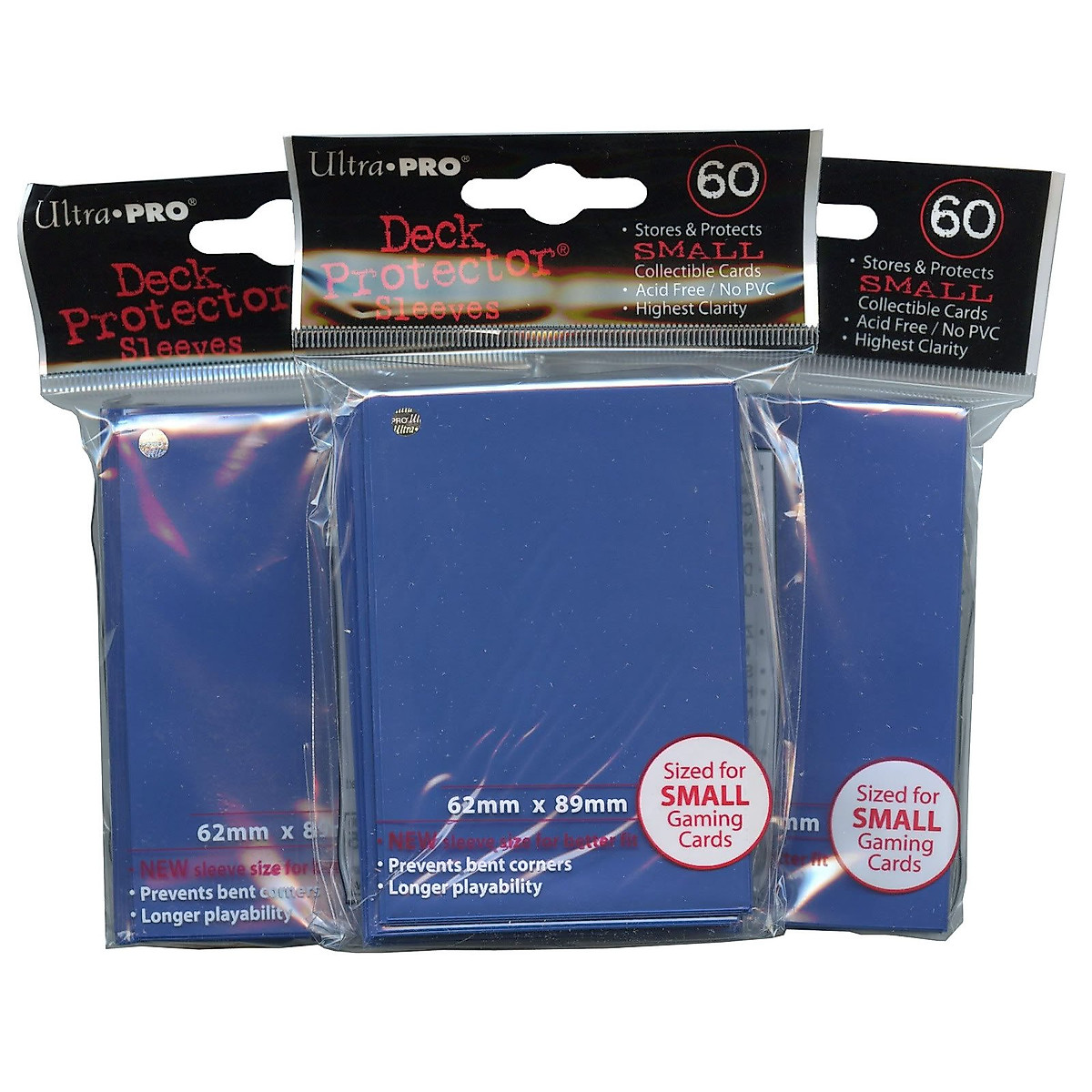 Ultra Pro Card Supplies YuGiOh Sized Deck Protector Sleeves Royal Blue 60 Count x3