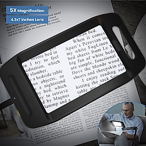 5X Magnifying Glass with Light and Stand, HAMOPY Magnifier Lamp with 2 Color Modes Stepless Dimmable, LED Magnifying Lamp with Clamp Light & Swivel Arm for Workbench Reading Repair Crafts