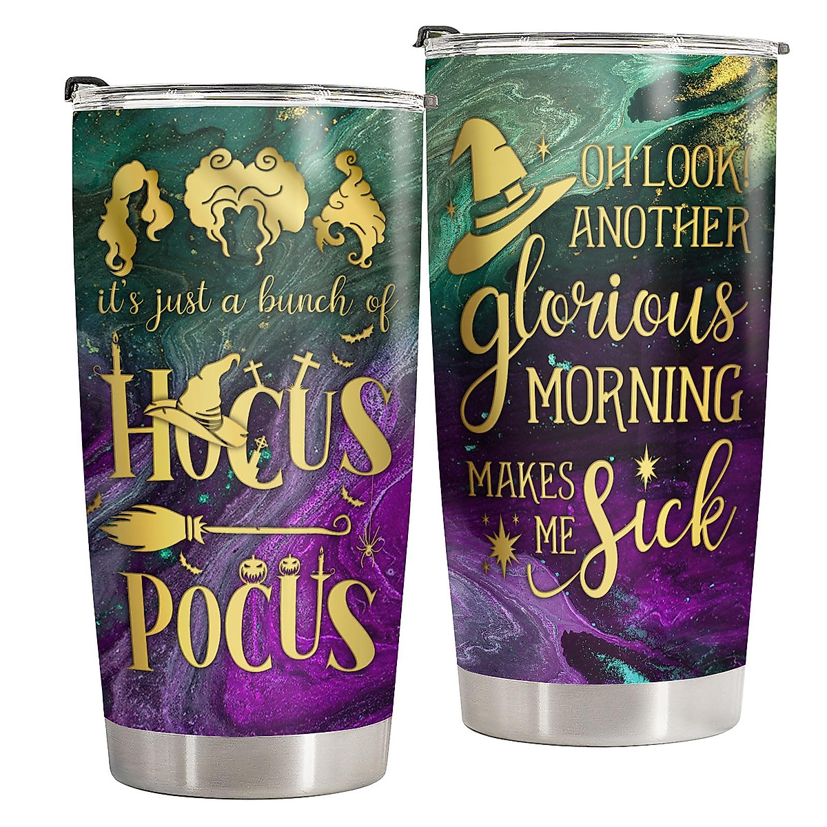 34HD Hocus Gifts for Women, Hocus Tumbler with Lid 20oz Stainless Steel, Witch Brew Tumbler, Sanderson Sister Gifts, Halloween Gifts for Movie Lovers