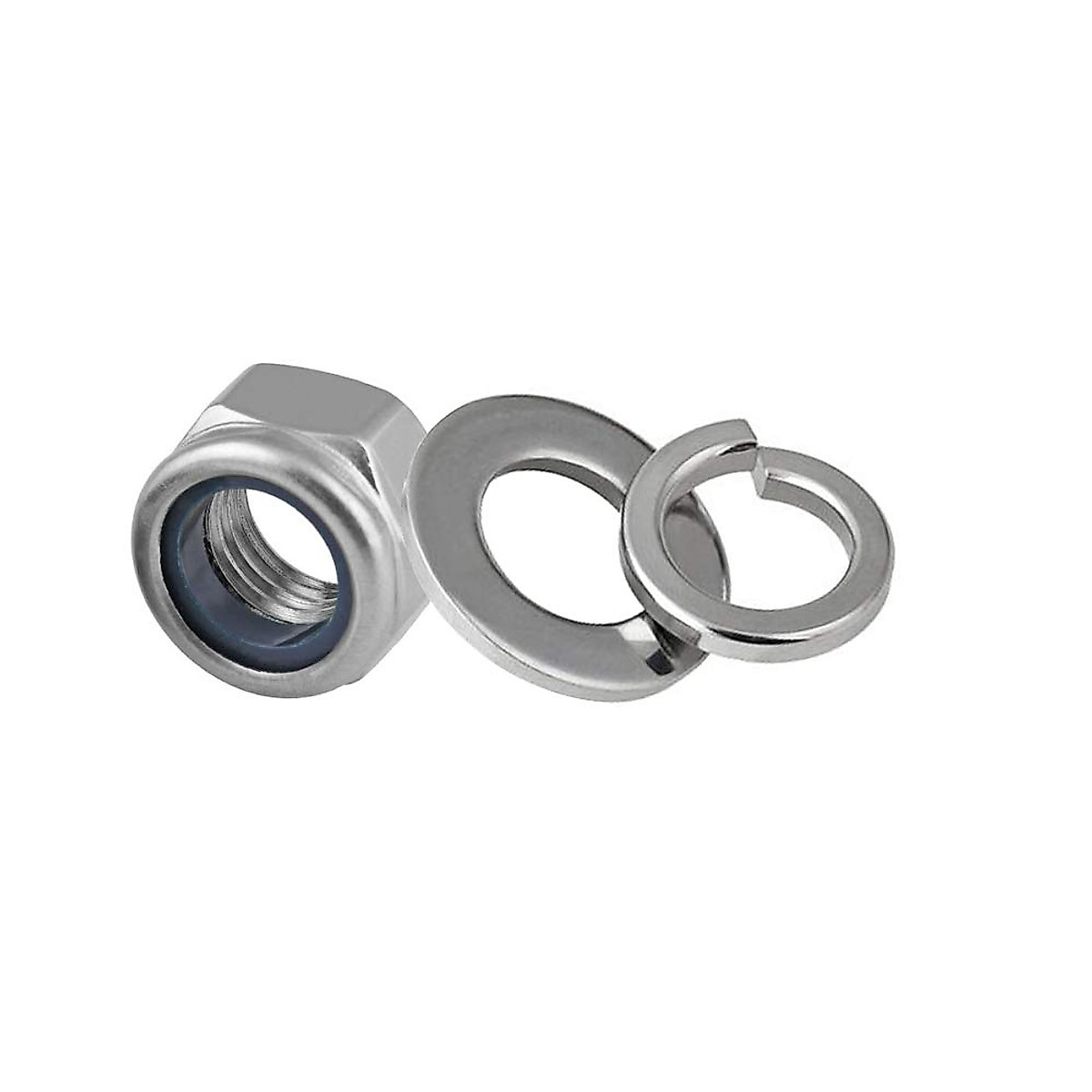 Abimars 304 Stainless Steel Machinery Shoulder Lifting Eye Bolt, 6 PCS M8 Extended Thread Lifting Eyebolts with Lock Nuts, Lock Washers, Flat Washers