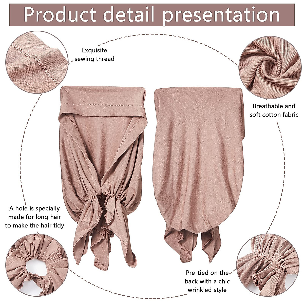 6 Pieces Head Scarf for Women Slip on Pretied Head Scarves Cancer Headwear Turban Hat Beanie Wrap (Soft Colors)