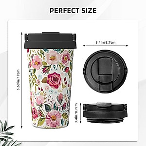 WANGXUEE flower leaf Print 500ml Stainless Steel Travel Tumbler Double Wall Vacuum Insulated Coffee Mug