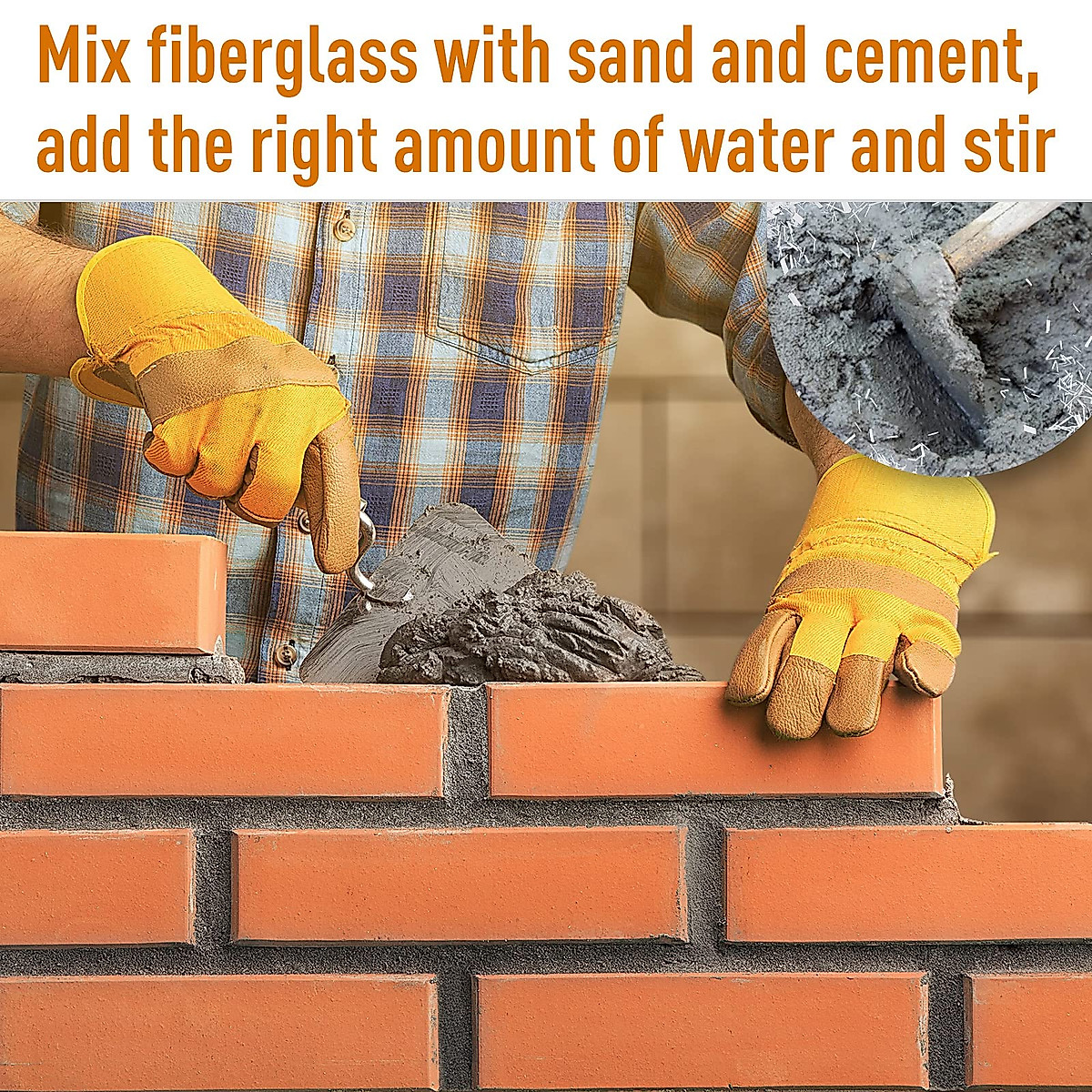 Frienda 8.8 Lb 1/4" Chopped Fiberglass Fibers Strands, E-Glass Fibers for Cement 6 mm, 9 mm Mortar Concrete Reinforcement Anti Seepage Anti Cracking Milled Glass Fiber for Building Wall Garden Floor