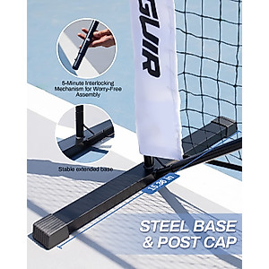 VINSGUIR Portable Pickleball Net, Pickleball Nets Designed for All Weather Conditions with Steady Metal Frame and Strong PE Net, Regulation Size Net with Carrying Bag