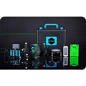 Laser Level Self Leveling 360 Green 4-Plane 4D 16 Line ACTBOT 10000mAh All-Inclusive Kit Swivel Level Line Laser with Pulse Mode Tilt Horizontal Vertical 4x360 Cross Line Remote Controller Switchable