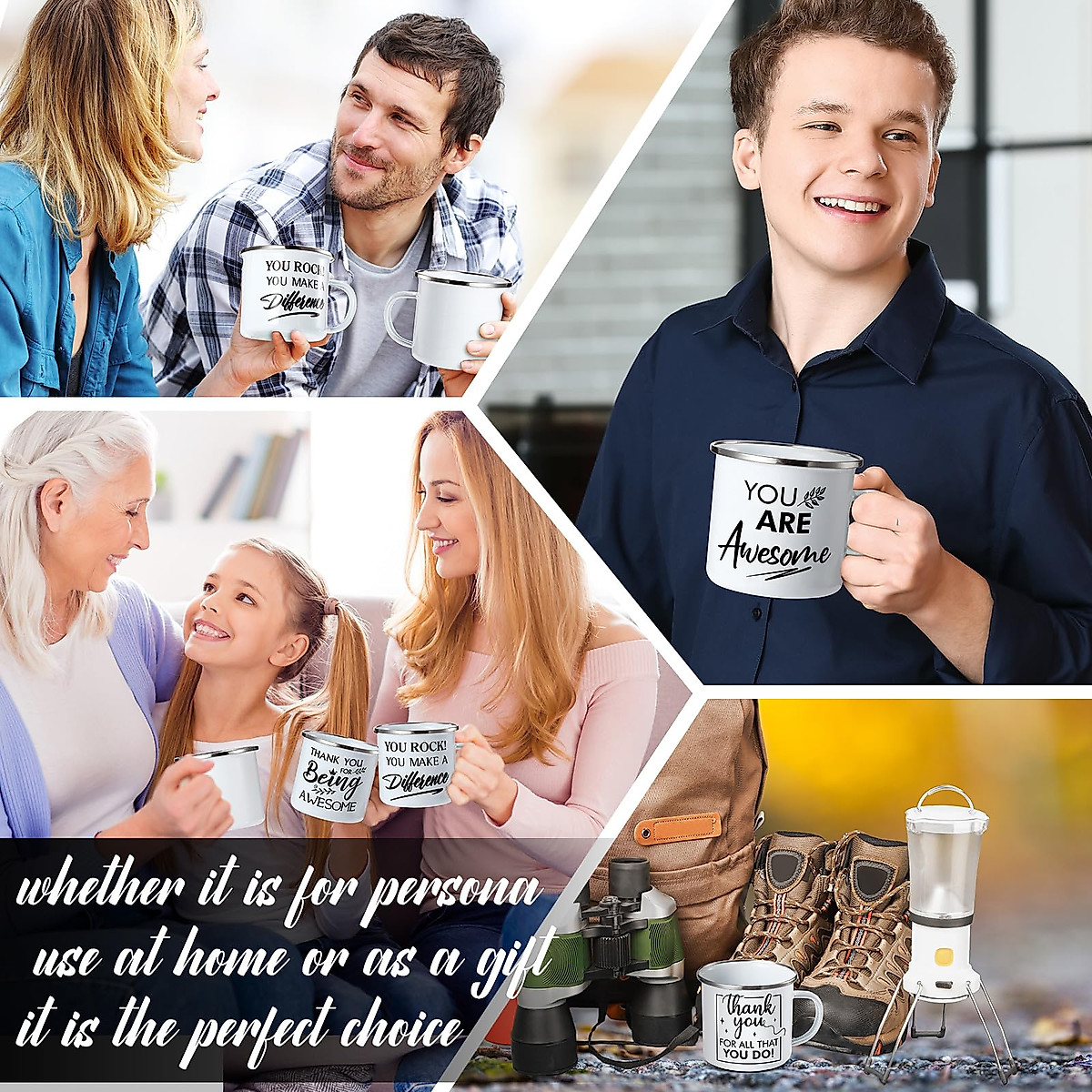 Tanlade 4 Pcs Thank You Mug Employee Appreciation Gifts 12 oz Enamel Coffee Mugs with Handle White Inspirational Cups Appreciation Gifts for Employee Coworkers Teacher Nurse Volunteer(Stylish)