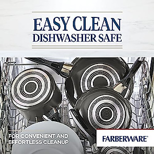 Farberware Dishwasher Safe Nonstick Cookware Pots and Pans Set, 15 Piece, Pewter