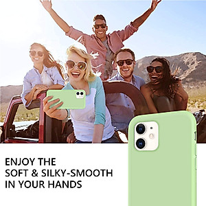 GUAGUA iPhone 11 Case Liquid Silicone Soft Gel Rubber Slim Lightweight Microfiber Lining Cushion Texture Cover Shockproof Protective Anti-Scratch Phone Case for iPhone 11 6.1-inch 2019 Matcha Green